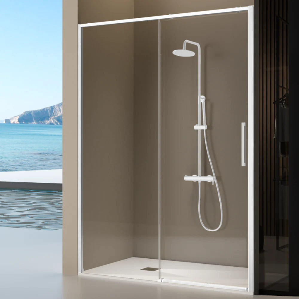 Frontal de ducha + Puerta Corredera DELTA Blanco – Entorno Baño